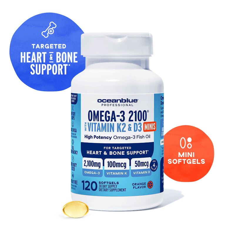 Omega-3 2100 with Vitamin K2 & D3 Minis – OceanBlue Omega